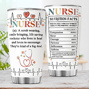 HUBUPU Nurse Gifts, Tumblers School Coffee Women Nursing Week For Nurses Cups, Nurse Quote Nutrition Facts, Tumbler 20 Oz With Lid And Straw