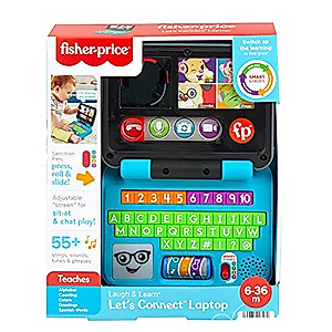 Fisher-Price Laugh & Learn Baby to Toddler Toy Let’S Connect Laptop Pretend Computer with Smart Stages for Ages 6+ Months