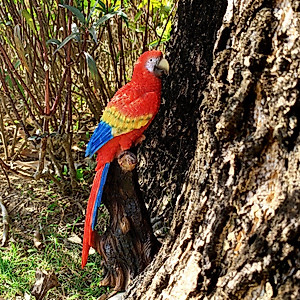 iRonrain Solar Garden Statues Outdoor Parrot Decorative Figurine Waterproof Lights Art Décor Red Large Parrots Animal Sculpture for Garden Yard Lawn Home Ornaments (Parrot 1)