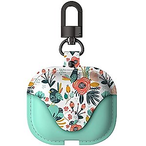 wenew Leather Case Designed for AirPods 3, Premium Secure AirPods 3 Leather Case Cover Pouch for Women Girls Kids Snap Closure Clip (Mint)