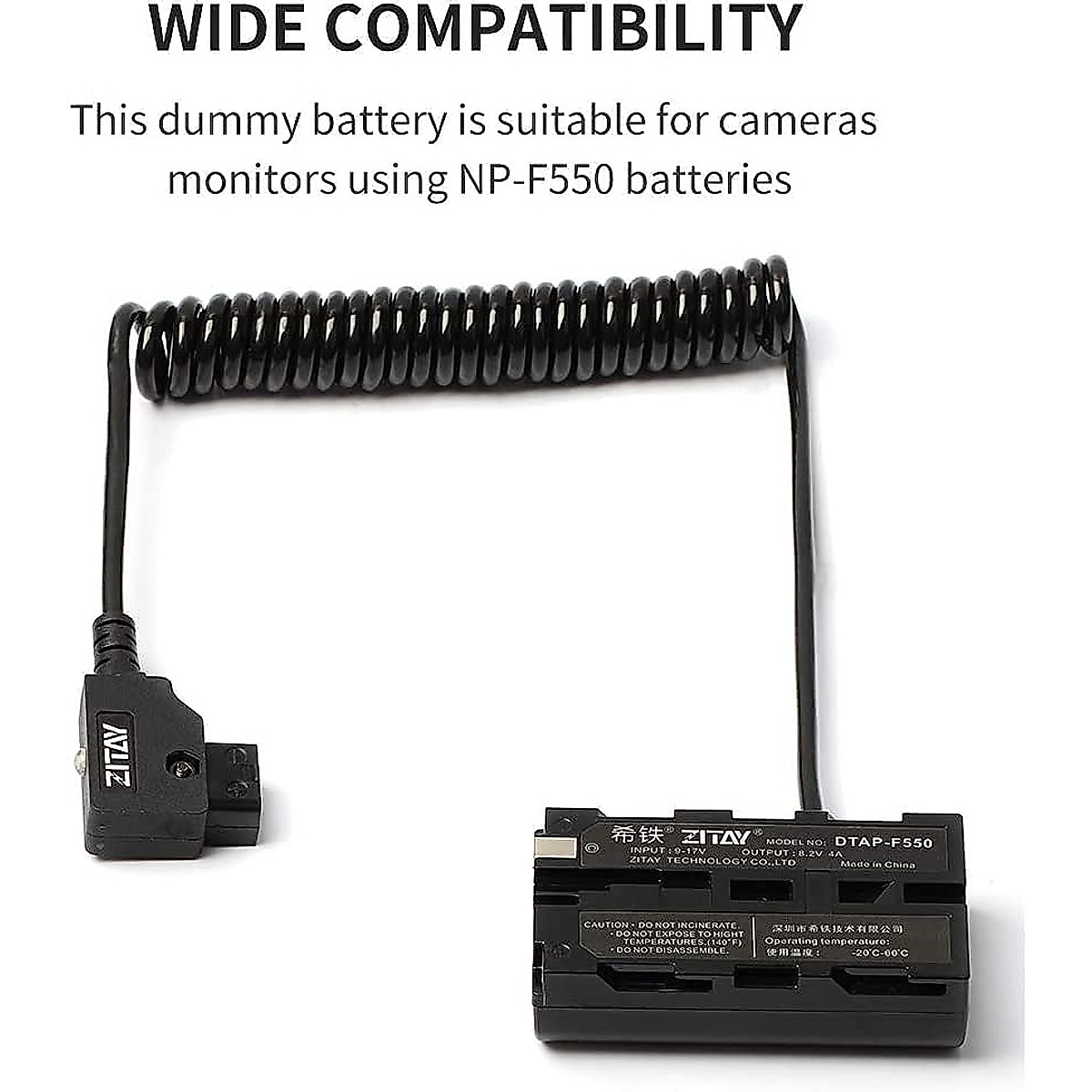 ZITAY D-tap Ptap to NP-F550 Dummy Battery Compatible for Sony NP-F550/770/570 NP-F970 Power LED Light Feelworld Atomos Ninja Monitor for DP30 LE Vmount AB Battery