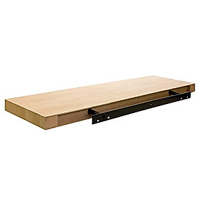 Kiera Grace Uniquely Modern Stockholm Aberg Engineered Wood Floating Wall Shelf with LED Light for Home, Room, & Office, 9.25”L x 35.4”W x 1.5”H, Oak Beige
