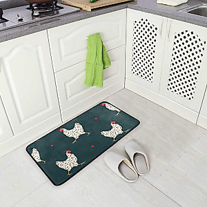 susiyo Kitchen Mat Cute Hens Stylized Chicken Kitchen Rug Mat Anti-Fatigue Comfort Floor Mat Non Slip Oil Stain Resistant Easy to Clean Kitchen Rug Bath Rug Carpet for Indoor Outdoor Doormat