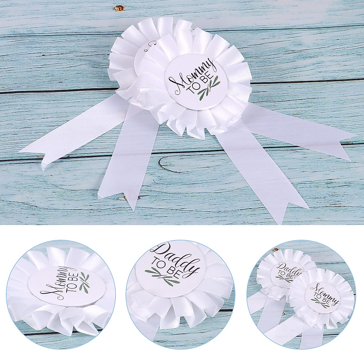 HAPPYLAND Baby Shower Decorations Tinplate Badge Mommy to Be and Daddy to Be Baby Shower Gender Reveal