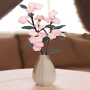 HUAESIN Artificial Cherry Blossom Branches Faux Flowers 2 Pcs 25 Inch Peach Blossom Silk Flower for Wedding Party Garden Home Hotel Shop Arch Decoration