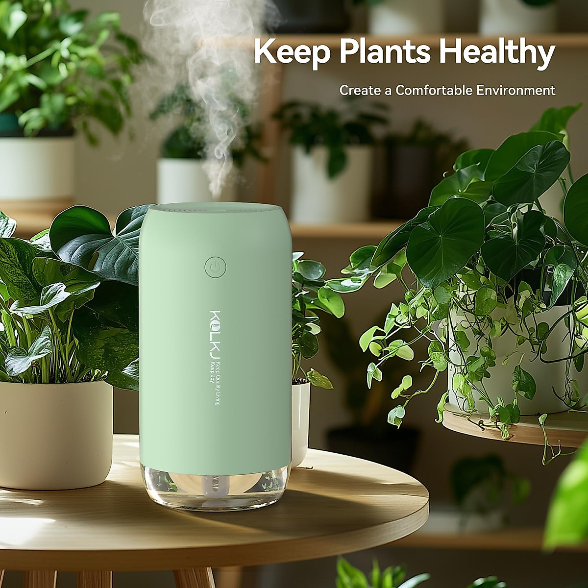 Portable Mini Humidifier, 350ml Quiet Small Cool Mist Humidifiers USB Personal Desktop Humidifier for Bedroom Office Plants Car Baby Nursery with 2 Mist Modes Auto Shut-off (Green)