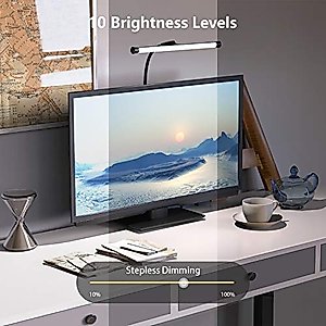 YOUKOYI LED Desk Lamp with Clamp, Flexible Gooseneck Arm Drafting Table Lamp, 10 Brightness Levels, 3 Color Modes, Can be Power by USB, 5W for Headboard, Workbench, Studio, Bedside Reading -- Black