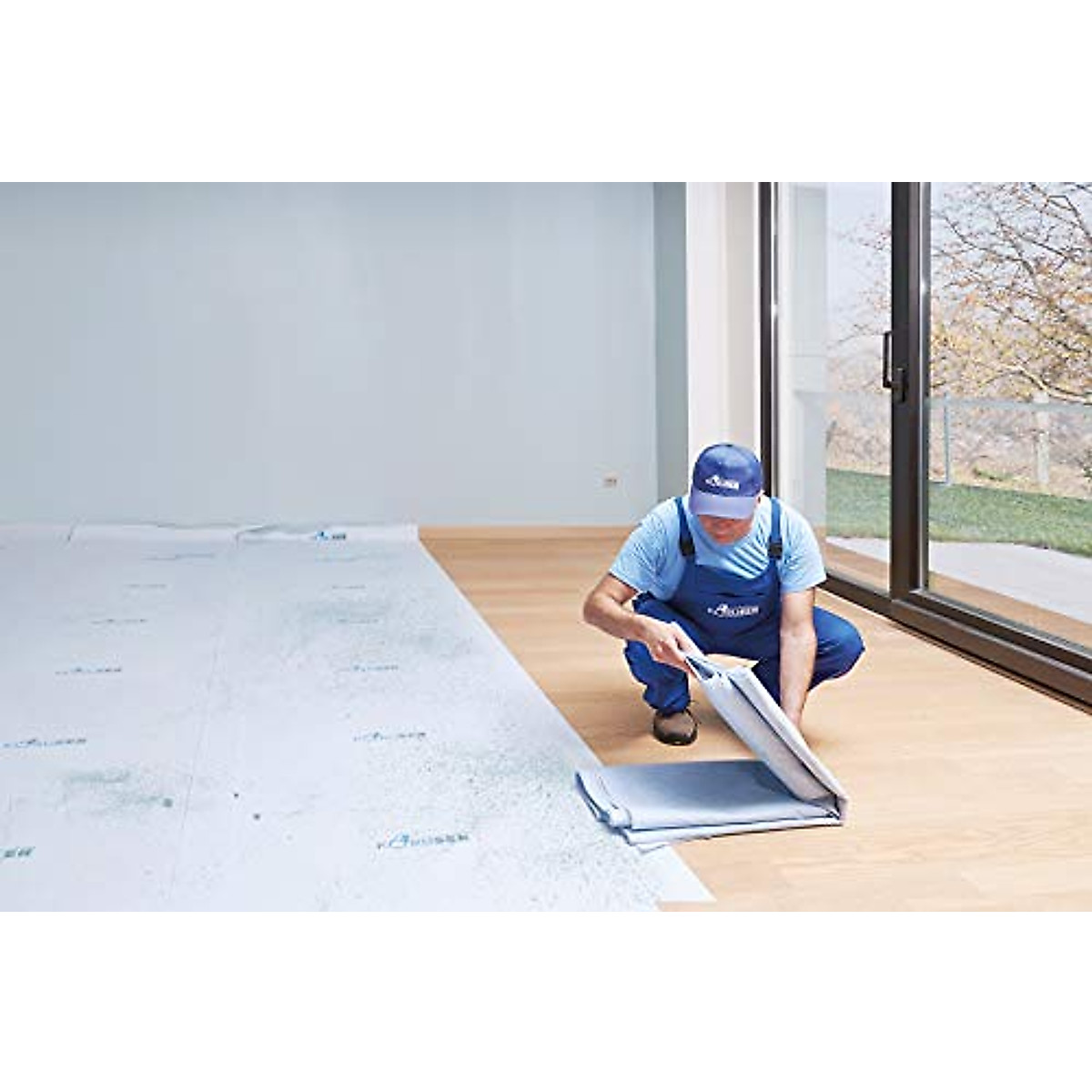 KORUSER Temporary Floor Protection 36’’ x 100’ - Anti Slip, Easily Applied Save Your Time - 100% Paint Proof – Reusable Material,Coverage of 300 sqft!
