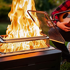 TIKI Brand Retreat Fire Pit Screen and Poker, Fire Pit Screen - Spark Protector for Outdoor Fire Pit | 18 x 11 x 7 inches, Fire Pit Poker | 32.9 x 3.8 x 3.8, Gold and Black, 132000968