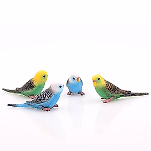 4 pcs Bird Decorative Figurines, Mini Cute Parrot Bird Animal Model Toys Home Decor Garden Cake Decoration