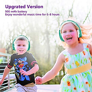 Kids Wireless Bluetooth headphones Volume Limited 85db Stereo Sound Over-Ear Foldable Lightweight Children headphones with Mic SD Card Slot up to 6-8 hours play time for Boys Girls Adults (Green)