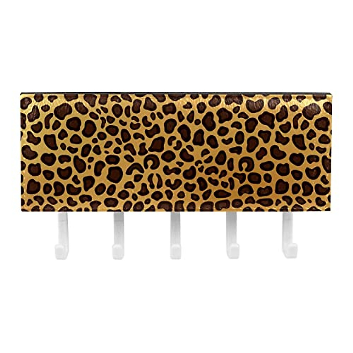 Coat and Hat Hook Rail Wall Hooks, Leather Hook Rack Wall Mounted, Hooks for Hanging Towel Key Purse Kitchenware Leopard Pattern