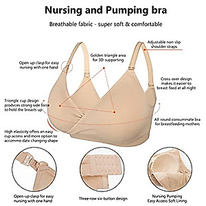 4HOW Pumping Bra Hands-Free, Breast Pump Bra,Nursing Bras for Breastfeeding,Adjustable Breast-Pumps Holding and Nursing Bra