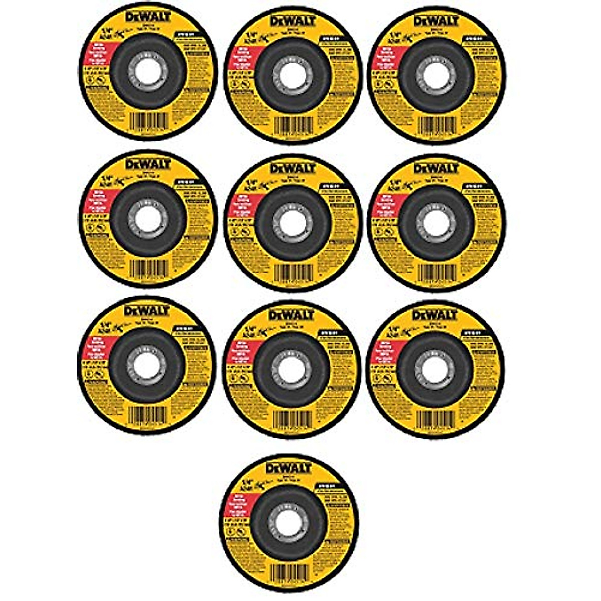 DEWALT DW4514B5 4-1/2-Inch by 1/4-Inch by 7/8-Inch Metal Grinding Wheel - 10 Pack
