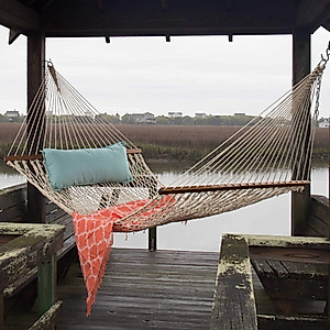 Original Pawleys Island 13DCOT Large Oatmeal DURACORD Rope Hammock with Free Extension Chains & Tree Hooks, Handcrafted in The USA, Accommodates 2 People, 450 LB Weight Capacity, 13 ft. x 55 in.