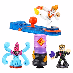 Legends of Akedo Powerstorm Official Rules Starter Pack Legendary Kick Attack 3 Mini Battling Action Figures with Training Practice Piece and Exclusive Joystick Controller