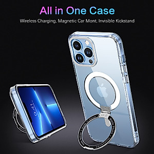 DUEDUE for iPhone 13 Pro Max Magnetic Case with Invisible Stand [Compatible with Magsafe], Clear Full Body Protective Cover Slim Transparent Shockproof Phone Case for iPhone 13 Pro Max 6.7", Clear