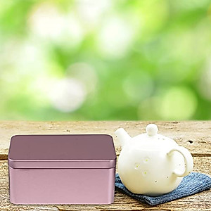 Zerodeko Metal Storage Box Metal Rectangular Empty Tin Box with Lid Mini Portable Box Containers Tea Leaf Container Food Storage Organizer for Candies Gifts Treasures Red Empty Hinged Tins