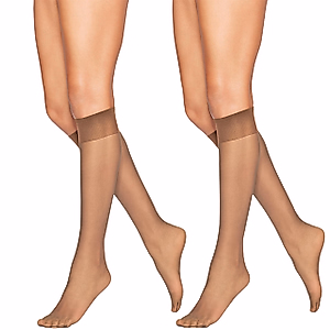 Hanes Alive Full Support Sheer Toe Knee-High Stockings, Little Color, One Size (Pack of 2)