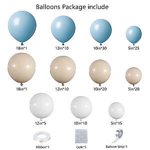 Grcypa Dusty Blue Balloon Garland Arch Kit with Dusty Blue Balloons Sand White Balloons White Balloons for Boy Girl Bear Baby Shower Birthday Gender Reveal Bridal Wedding Party Decorations