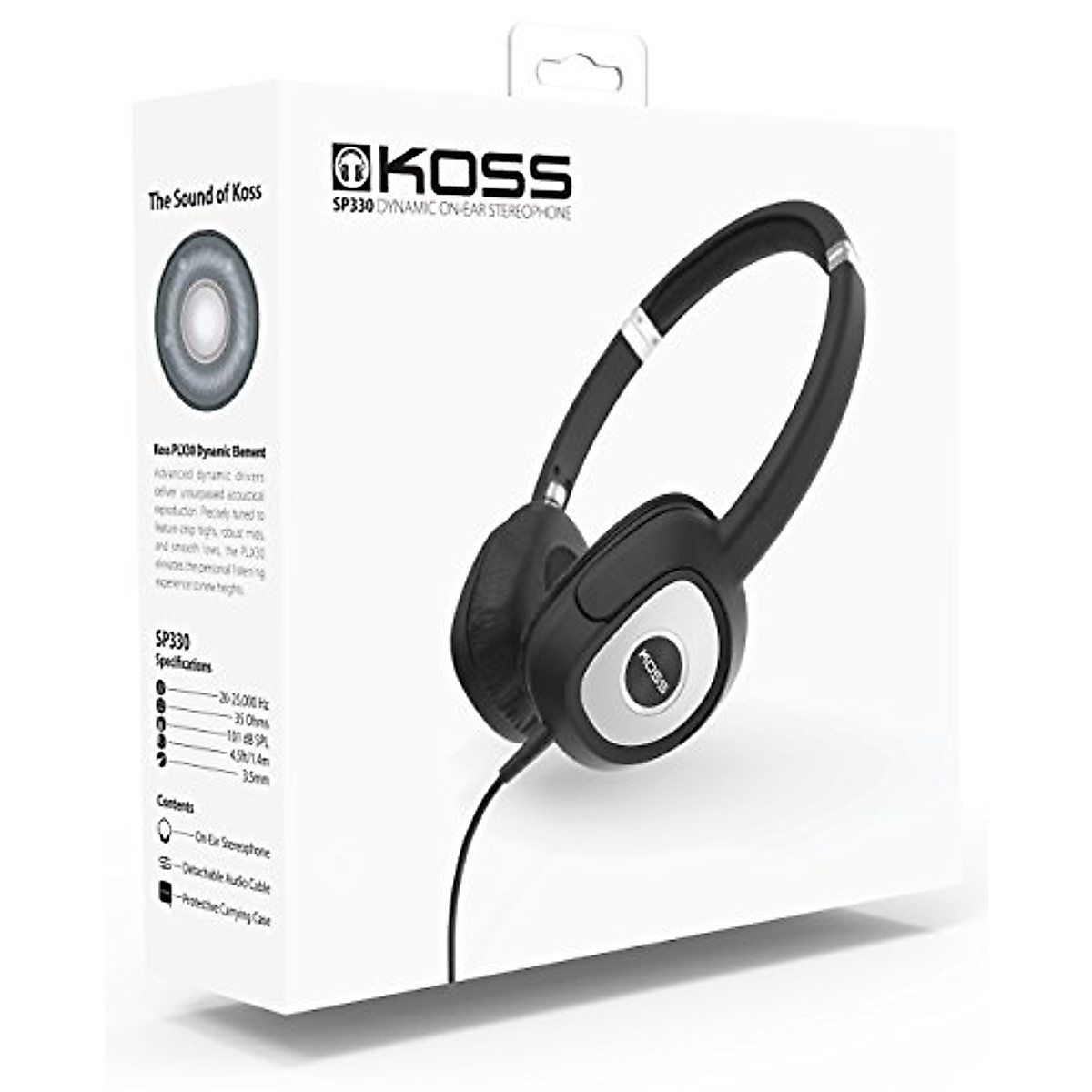 Koss SP330 On Ear Dynamic Headphones Black with Silver Accents