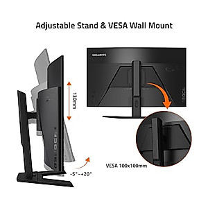 GIGABYTE G32QC A (32" 165Hz 1440P Curved Gaming Monitor, 2560 x 1440 VA 1500R , 1ms (MPRT) Response Time, 93% DCI-P3, VESA Display HDR400, FreeSync Premium Pro