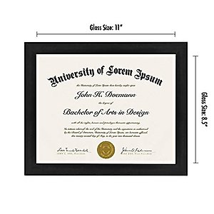 Americanflat 8.5x11 Picture Frame in Black - Set of 2 - Use as Diploma Frame or Certificate Frame with Shatter Resistant Glass - Hanging Hardware and Easel Included for Wall and Tabletop Display