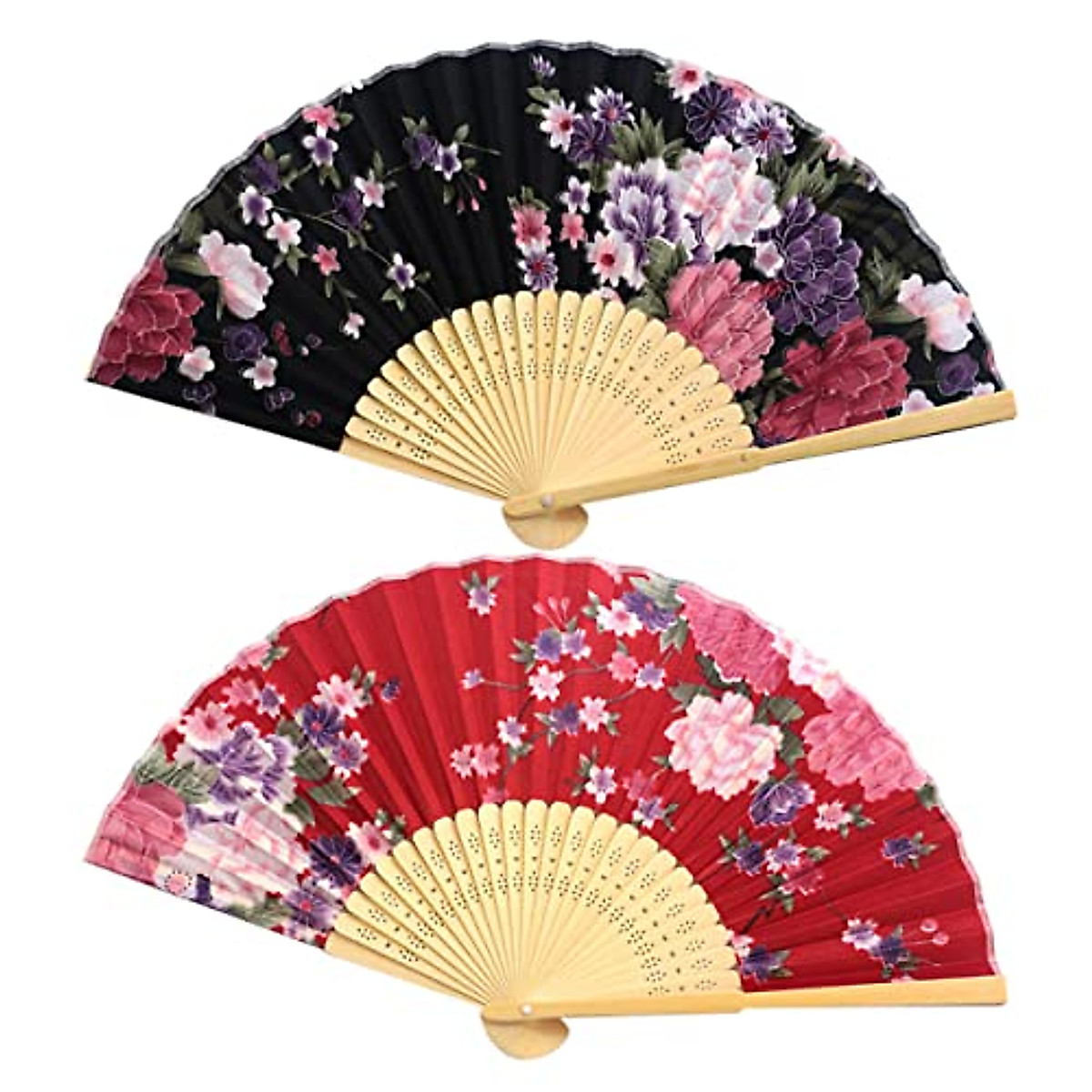 MUSISALY 2pcs fans handheld mini fan hand held fan folding fan mini handheld fan hand fans for women fan mini handheld fans mini hand fan floral fan Japanese-style Miss flowers
