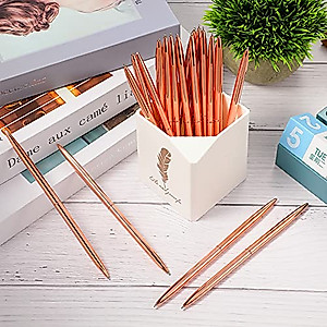 30 Pcs Slim Ballpoint Pens Black Ink Wedding Pens Metal Pens Set for Wedding Guest Book Office Supplies Students Teachers Praise Grad Gifts (Rose Gold)