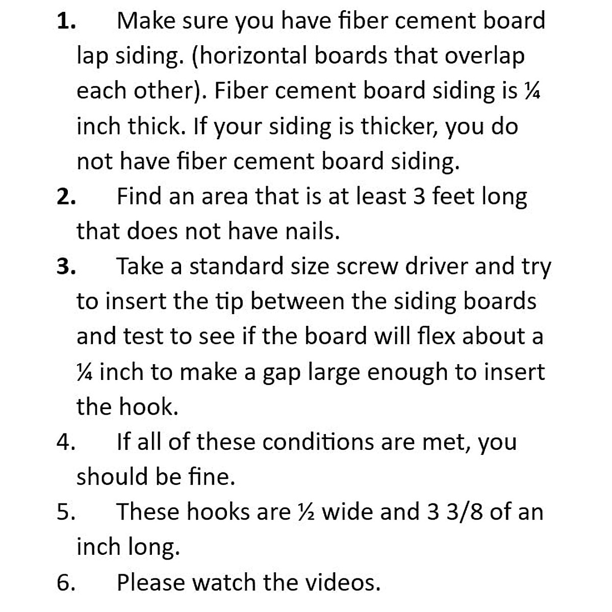 NoDamageHooks The Original for Fiber Cement Board siding ONLY! (8 Hooks and 1 Tool) - Invented, Patented and Made in The USA!