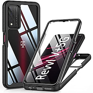 JXVM for T-Mobile Revvl V Plus 5G Case with Built in Screen Protector, Full Body Rugged Case for T-Mobile Revvl V+ 5G, Protective Phone Cover 6.82 inch 2021 (Black)