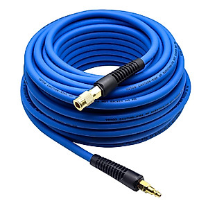 YOTOO Hybrid Air Hose 3/8-Inch by 100-Feet 300 PSI Heavy Duty, Lightweight, Kink Resistant, All-Weather Flexibility with 1/4-Inch Industrial Quick Coupler Fittings, Bend Restrictors, Blue