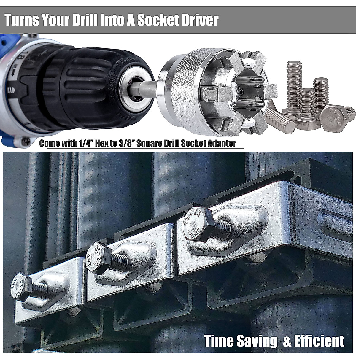 YAKAMOZ Adjustable Universal Socket Wrench Grip Adapter 10-19mm Hex Head Nuts and Bolts Driver Tool for 3/8" Drive Ratchet Torque Wrench and Power Drill