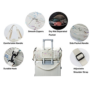 Small Gym Bag for Women, Cute Sports Travel Duffel Bags with Shoe Compartment & Wet Pocket, Carry On Weekender Overnight Bag Gym Tote Bag for Weekend Getway Workout Yoga (Purple)