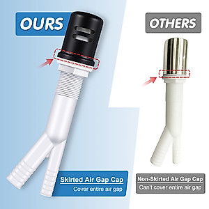 Enhon 1 Set Dishwasher Air Gap Kit, with Skirted Brass Air Gap Cap and Matching Escutcheon, Dishwasher Air Gap Replacement with Air Gap Cover (Matte Black)