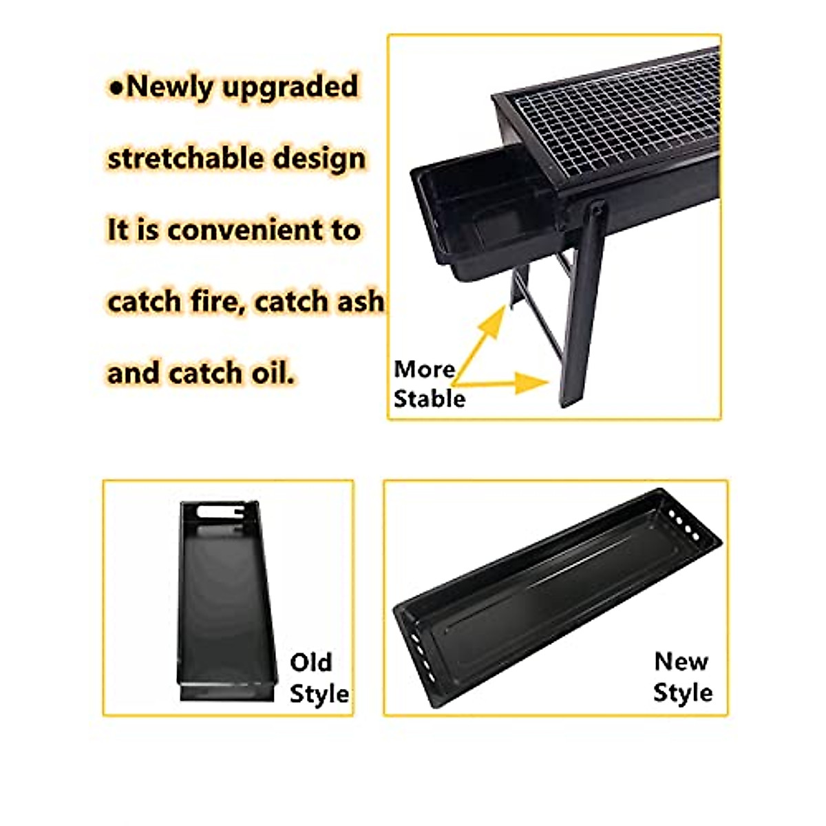 Xicennego Portable Charcoal Grill Outdoor Grill With Handle Foldable BBQ Grill For Picnic Beach Terrace Backyard Barbecue(Large)