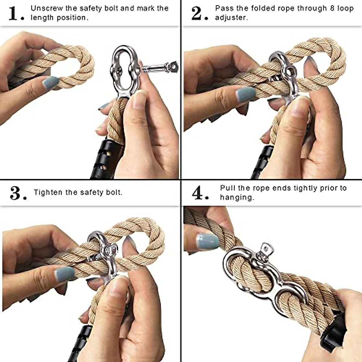 SELEWARE Tree Swing Rope Hammock Tree Straps hanging Kit, Adjustable Rope Fast & Easy to Hang Hammock Chair Swing for Indoor Outdoor Tree Branch Camping Playground Accessories (Beige, 40 Inch, 1 Pack)