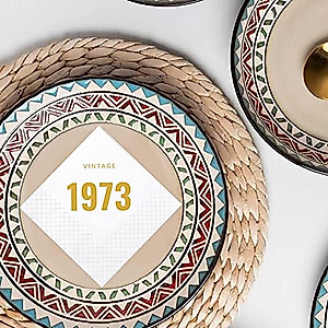 SharkBliss Vintage 1973 50th Birthday Cocktail Napkins, 100 Pack Gold Vintage 1973 50th Birthday Paper Cocktail Beverage Napkins in Bulk for His Her Fifty 50th Birthday | 2-Ply, 5x5" (Vintage 1973)