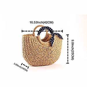 YXILEE Summer Beach bag,Handmade Large Straw Tote Bag Womens Handbag