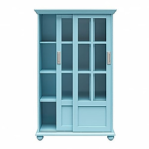 Ameriwood Home Aaron Lane Bookcase with Sliding Glass Doors, Pale Blue