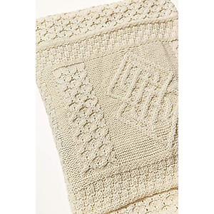 Aran Crafts Shamrock Couch 100% Merino Wool Throw Blanket 50"x60" (SHAM-THR-NAT)