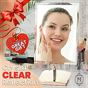 Large Tabletop Face Mirror with Stand - True No Magnification Single Sided Mirror for Retail Store Display Counter, Table Top Vanity & Bathroom Countertop - Frameless Rectangle 9.8" x 7"