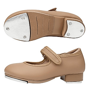 Stelle Tap Shoes for Girls Toddler Boys PU Leather Dance Shoes(Toddler/Little Kid/Big Kid)(Tan,2ML)