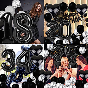 40 inch Giant Large Black Number 6 Balloon,with Foil Heart Balloons/Latex Balloons for Birthdays, Anniversaries, Graduations, 6th Birthday Decorations for Kids