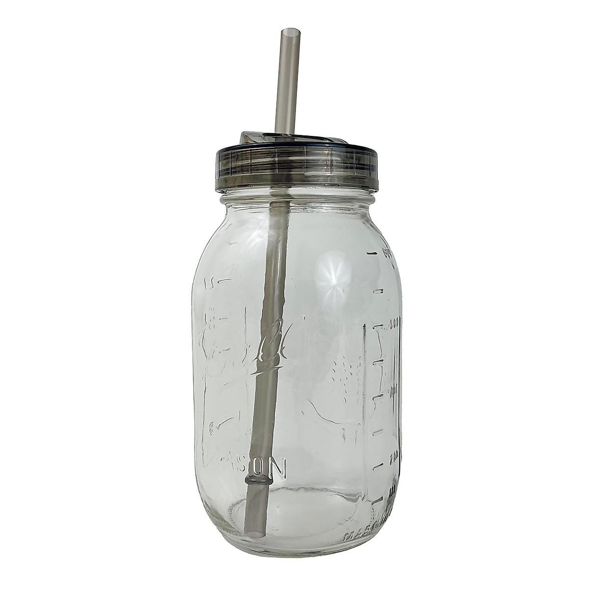 1 Ball Glass Mason Drinking Quart Jar with One Piece Sip Lid and Straw (32oz) Regular Mouth By Bear Hand 3 Piece Set 32 R/ Straw 32 R/ Straw