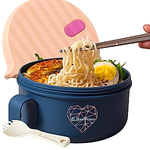 AI LOVE PEACE Microwave Ramen Bowl Set Noodle Bowls With Lid Speedy Ramen Cooker In Minutes BPA Free and Dishwasher Safe For Office College Dorm Room Instant Cooking (Pink)