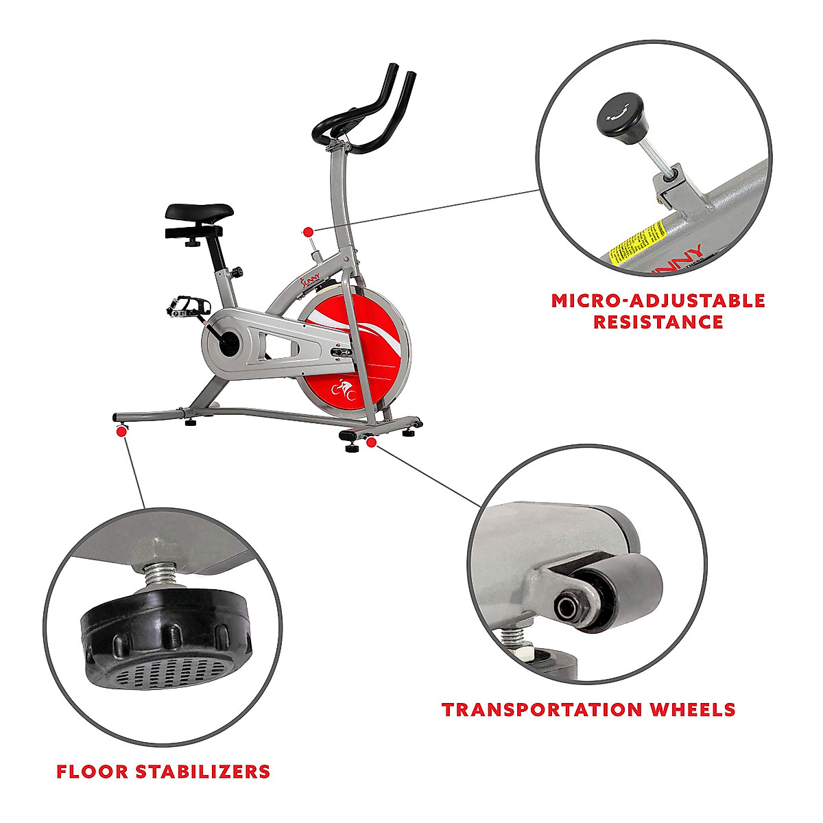 Sunny Health & Fitness Indoor Cycling Exercise Bike with LCD Monitor - SF-1203