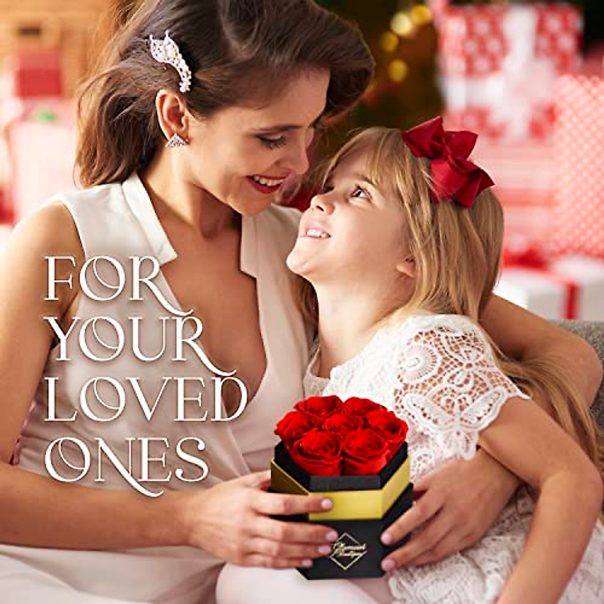 GLAMOUR BOUTIQUE 7-Piece Forever Red Rose Box - Preserved Roses in a Box, Immortal Roses in a Box That Last A Year - Eternal Rose Preserved Flowers for Delivery Prime Mothers Day & Valentines Day