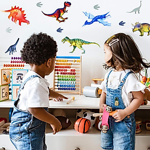 Dinosaur Room Decor for Boys Dinosaur Footprint Wall Decals Sticker for Bedroom Nursery Living Room Bathroom(Chic Style)