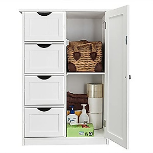 MAXCBD Nightstand Bedside Table Drawer Cabinet 4 Drawers Dresser Shelf Cabinet Wood Storage Organizer Home Bedroom Furniture Simple But Elegant Beautiful Yet Practical Storage Tower Dresser